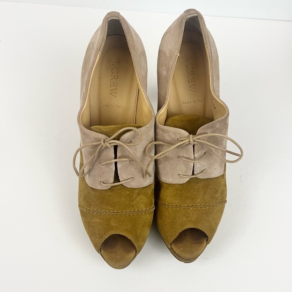 J. Crew | Shoes | J Crew Tan Nude Suede Leather Lace Up Platform ...